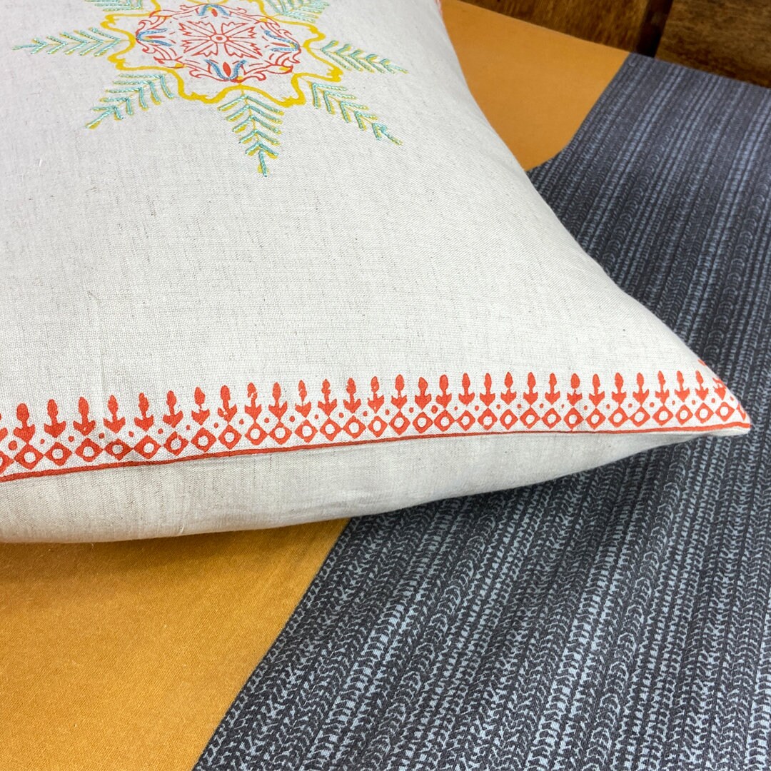 Hand Block Print Hand Made Hand Block Print Linen Cushion - Etsy