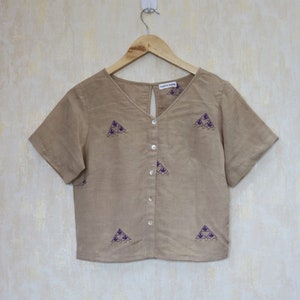 Buy Linen Top for Women, Beige Linen Top, Linen Crop Top, Made to Order ...