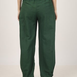 Unisex Dark Green Baggy Pants for Women and Men, Custom Made Linen Pant ...