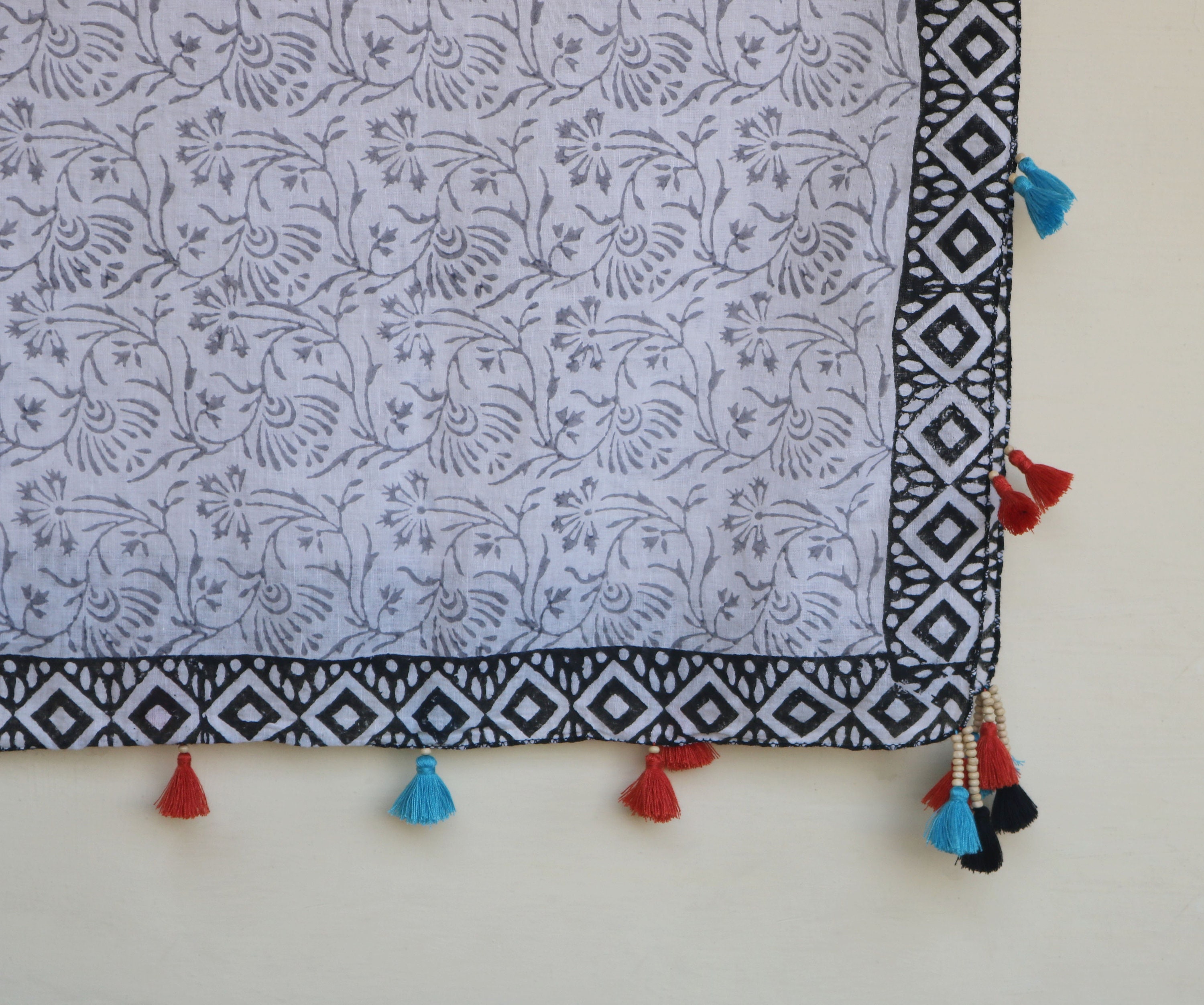 Block Printed Cotton Scarf Boho Scarf Print Wrap Square | Etsy