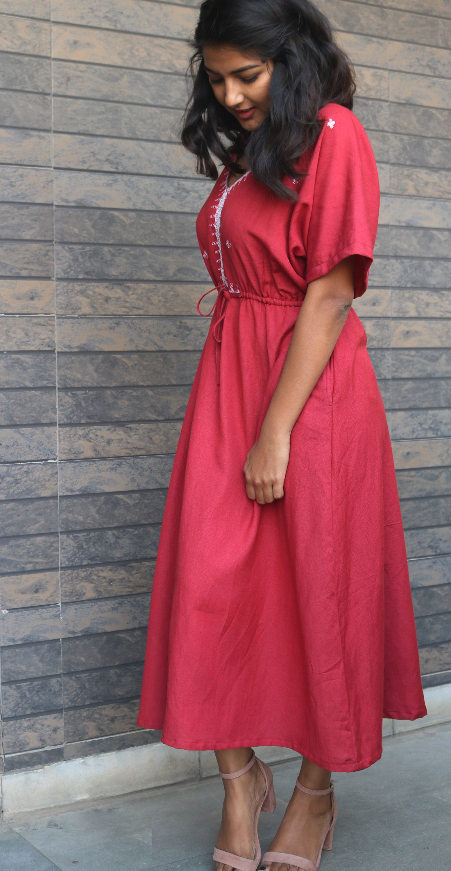 Boho dress for women Red linen dress Bohemian dress Linen | Etsy