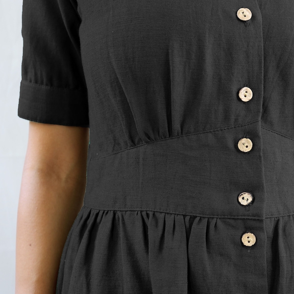 Black Button Down Dress - Etsy
