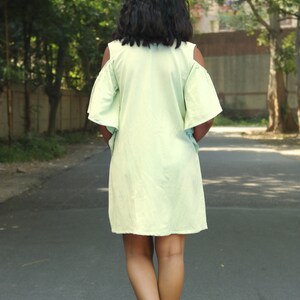 Mint Green Linen Dress, Shift Dress for Women, Frill Dress, Made to ...