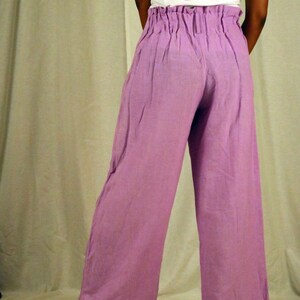 Button-down Lilac Pants, Linen Pants for Women, Elasticated Pants, Made ...