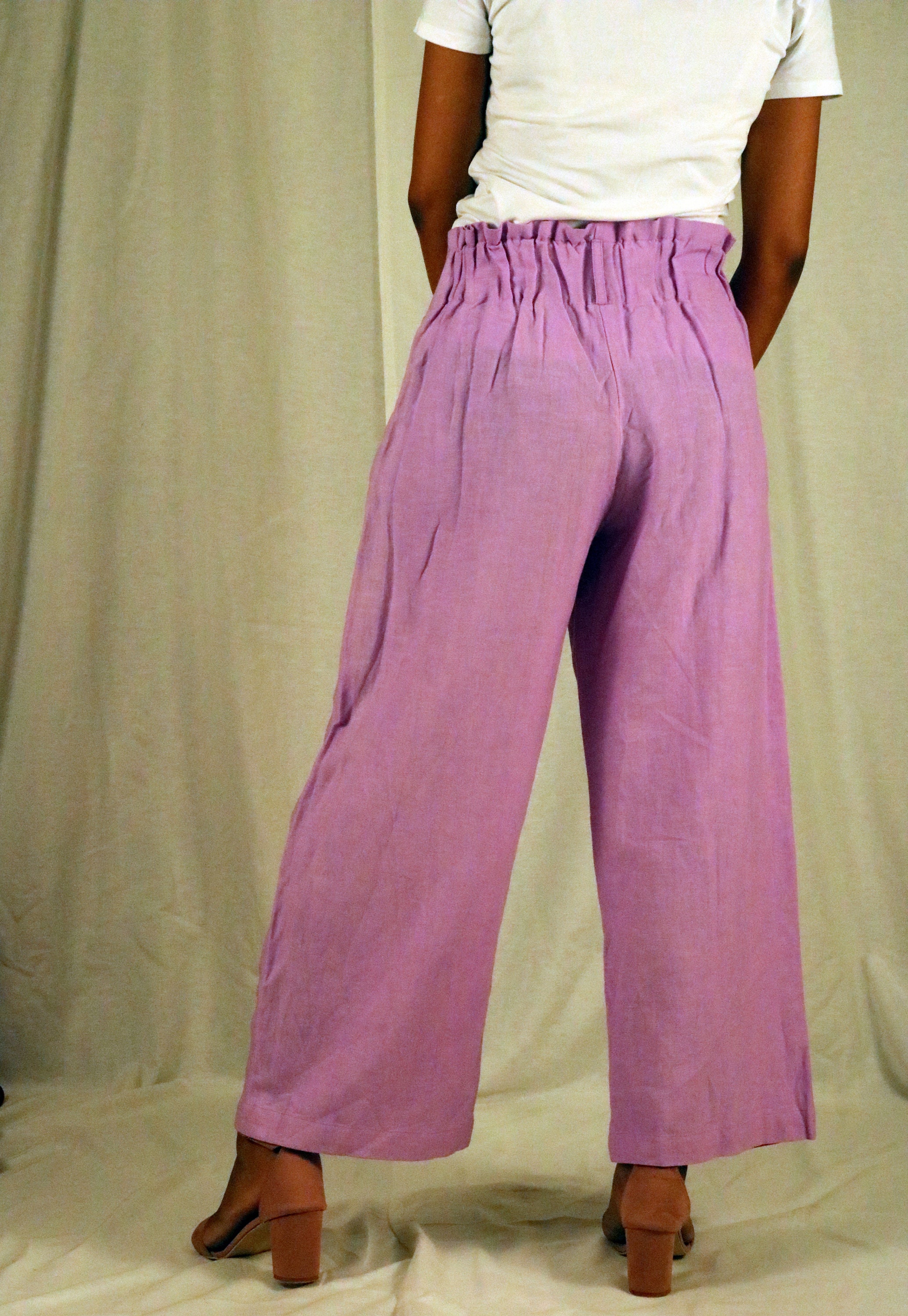 Button-down Lilac Pants Linen Pants for Women Elasticated | Etsy