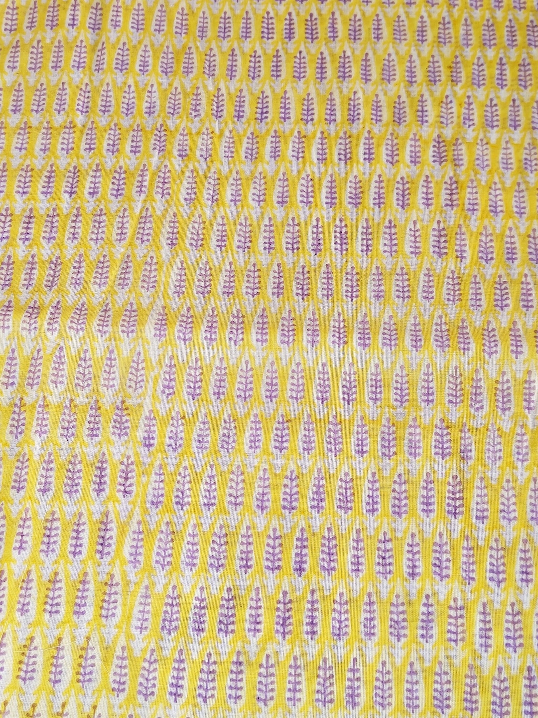 Yellow Lilac Tree Motif Cotton Block Print Yardage by Hastha Katha - Etsy