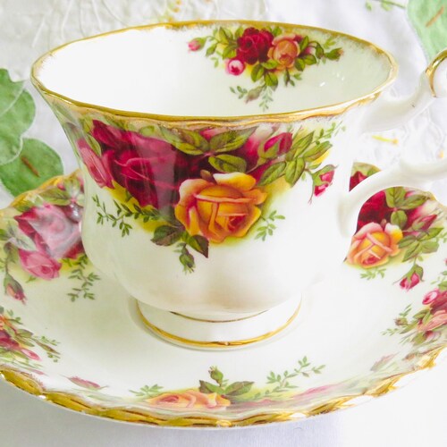 Royal Albert Old English Rose Tea Cup and Saucer Large Pink - Etsy