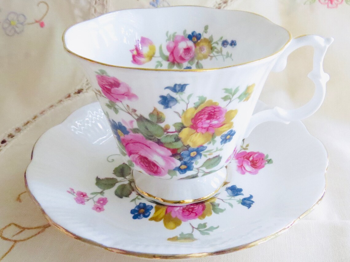 Royal Albert Pink Roses and Flowers Tea Cup and Saucer | Etsy