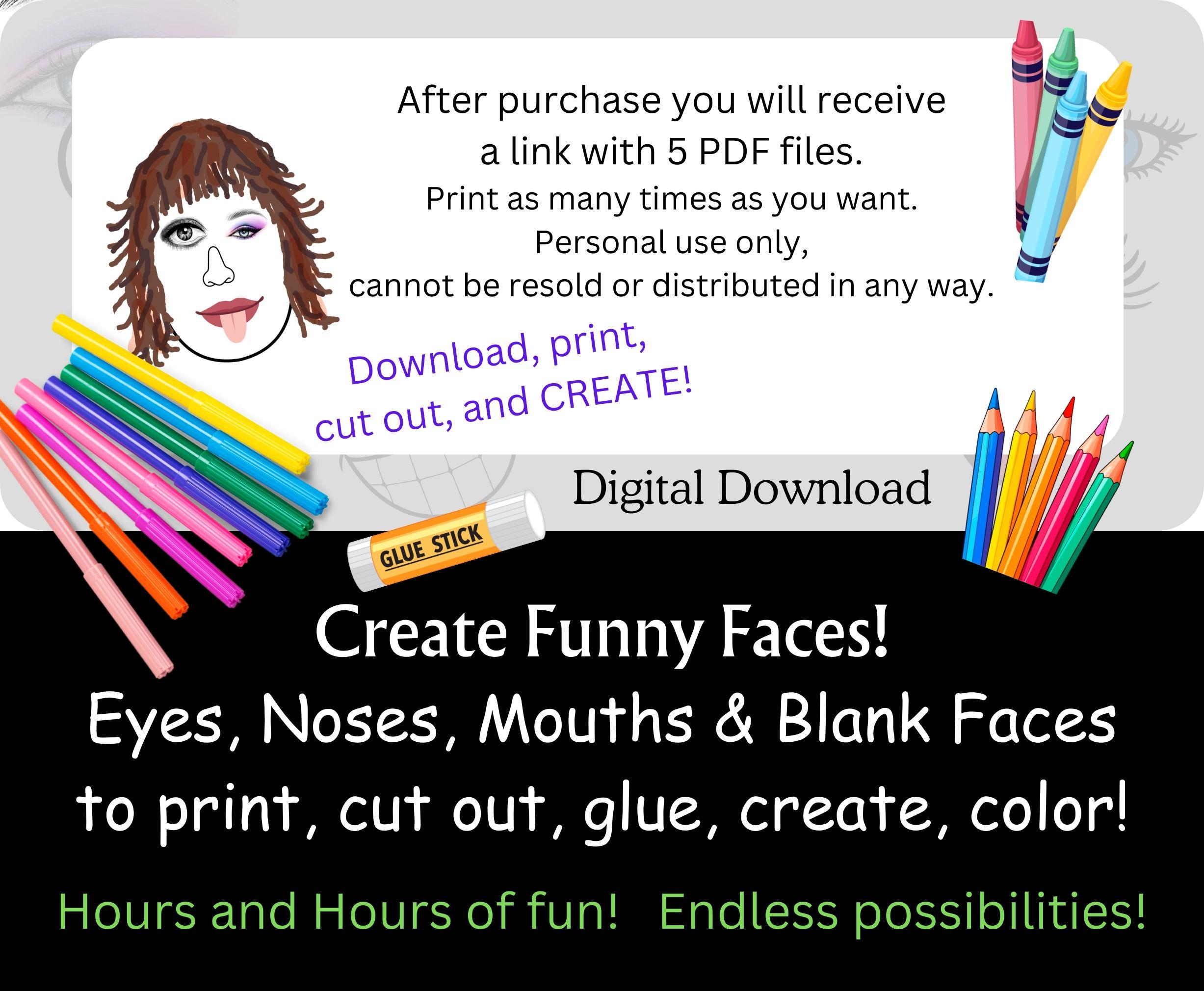 Create Funny Faces ~ Make Silly Face Collages ~ Expressive Art for Kids ...