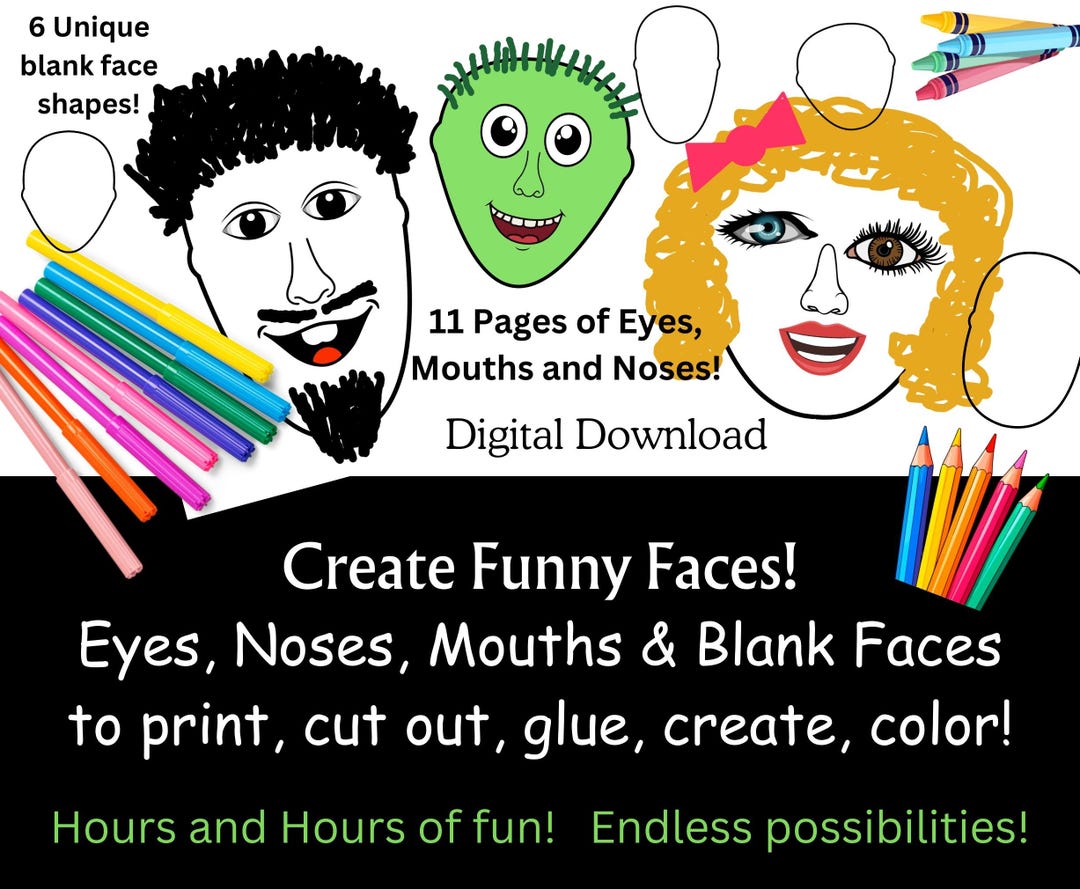 Create Funny Faces Make Silly Face Collages Expressive Art for Kids PDF ...