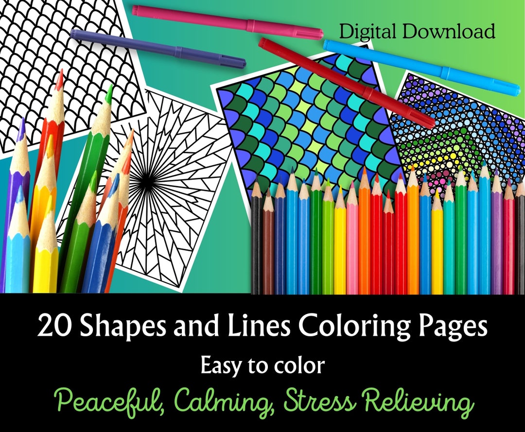 Shapes and Lines Coloring Pages ~ Sheets to Print and Color ~ Geometric ...