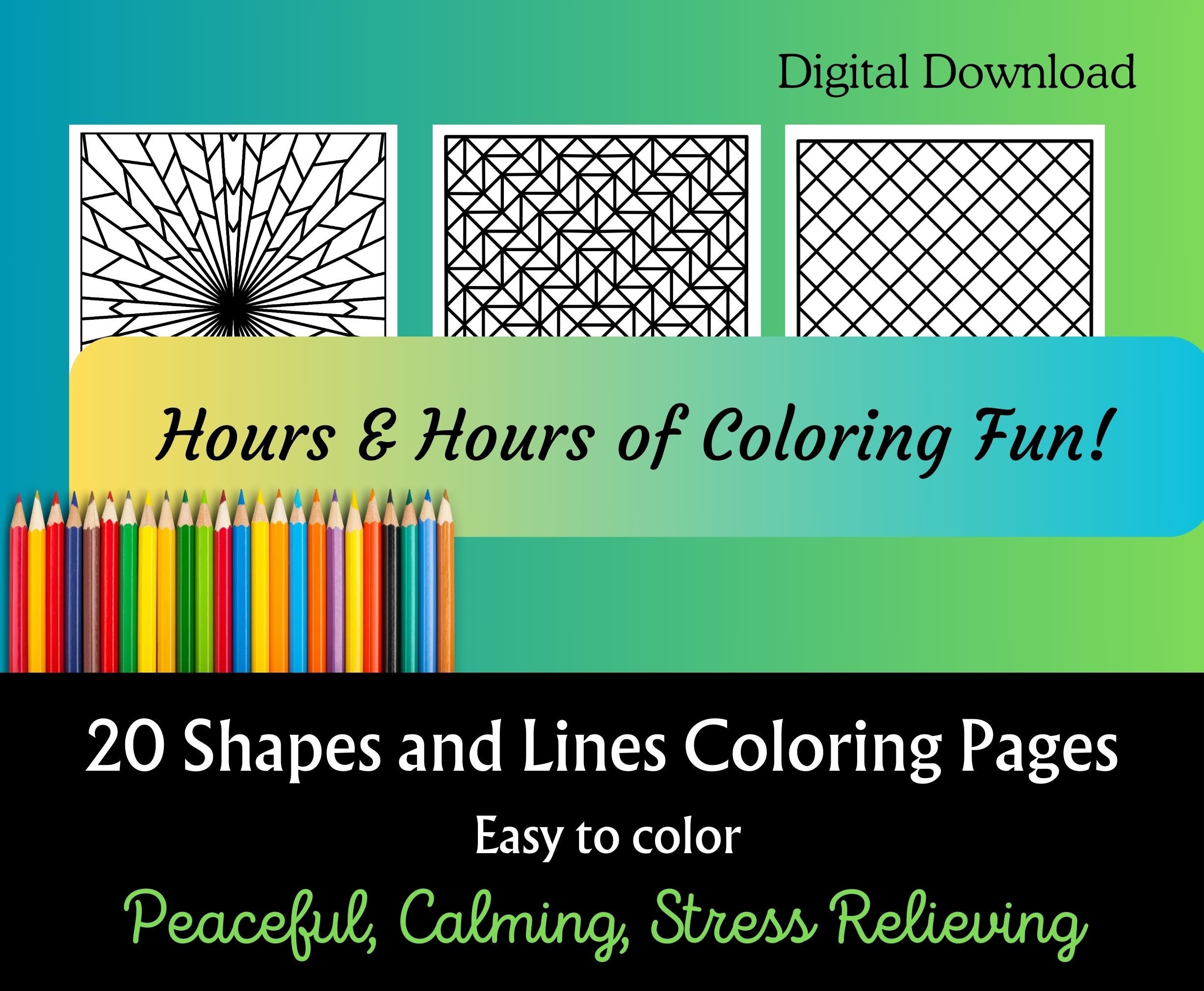 Shapes and Lines Coloring Pages Sheets to Print and Color Geometric ...