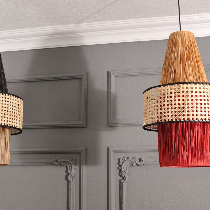 Rattan Chandelier - Etsy