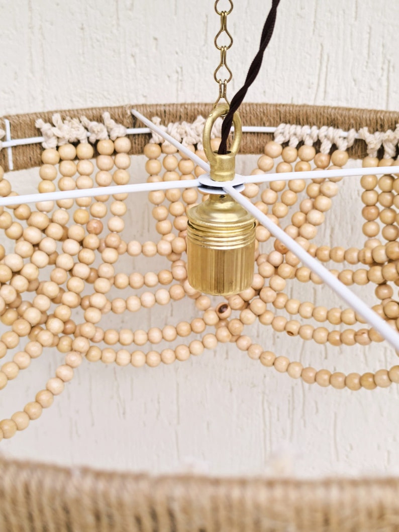 Wooden Bead Light | Wooden Bead Chandelier | Wood Beaded Chandelier ...