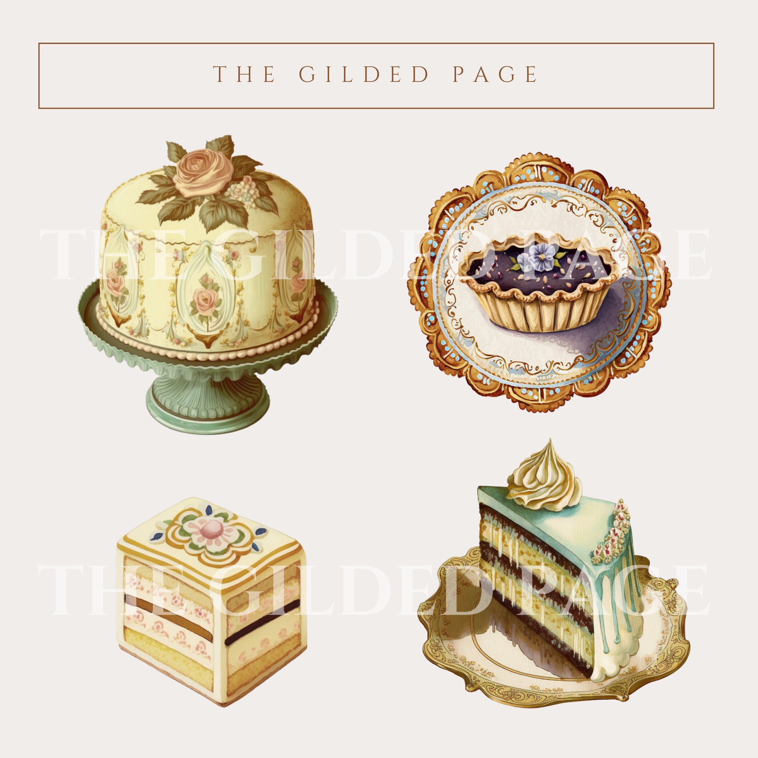 10 Vintage Decorative Pastries - Vintage Illustration, Pastry Clipart ...