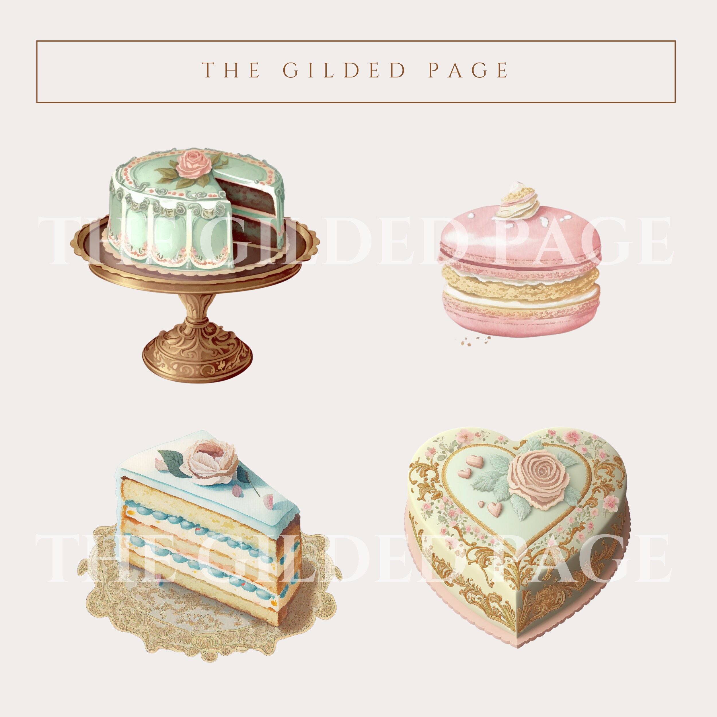 10 Vintage Decorative Pastries - Vintage Illustration, Pastry Clipart ...