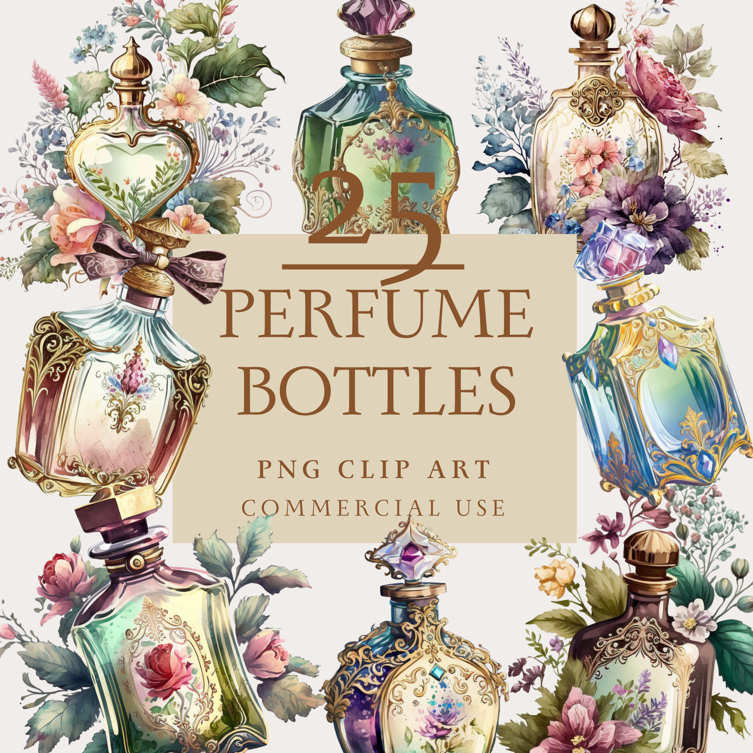 Vintage Perfume Bottles Clip Art