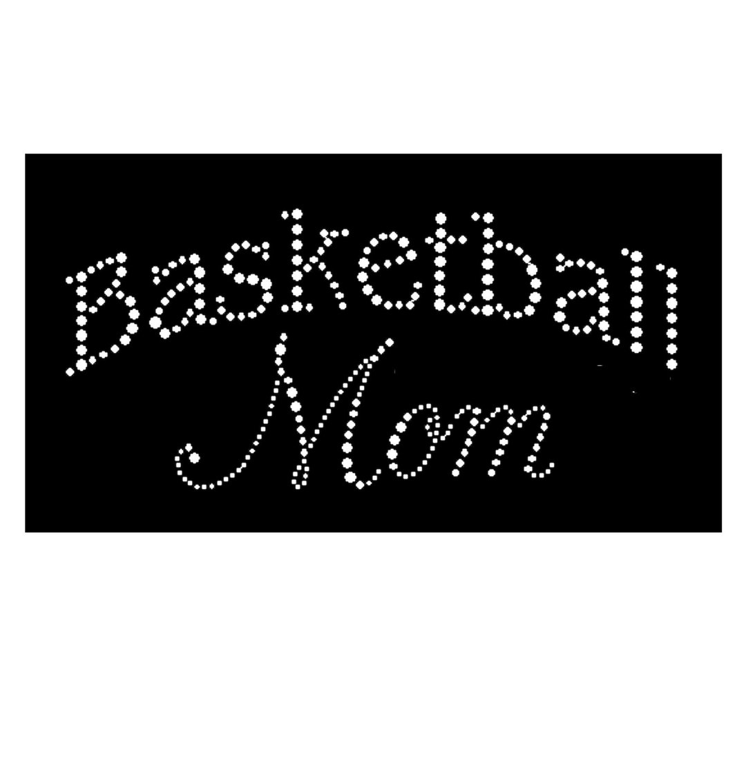 Basketball Mom Rhinestone Iron on Hot Fix Transfer Bling Ready to Press ...