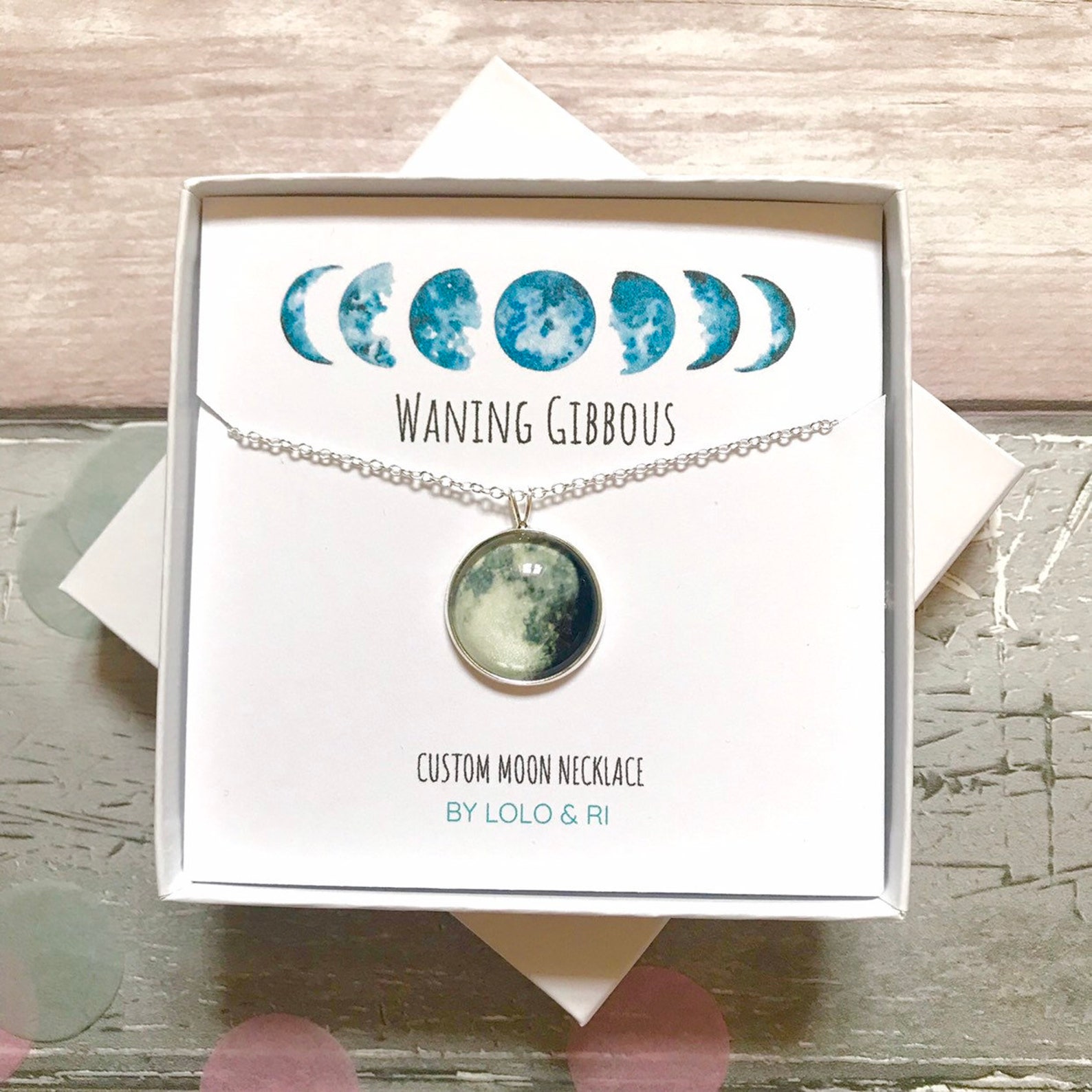 Sterling Silver Custom Moon Phase Necklace Personalised - Etsy