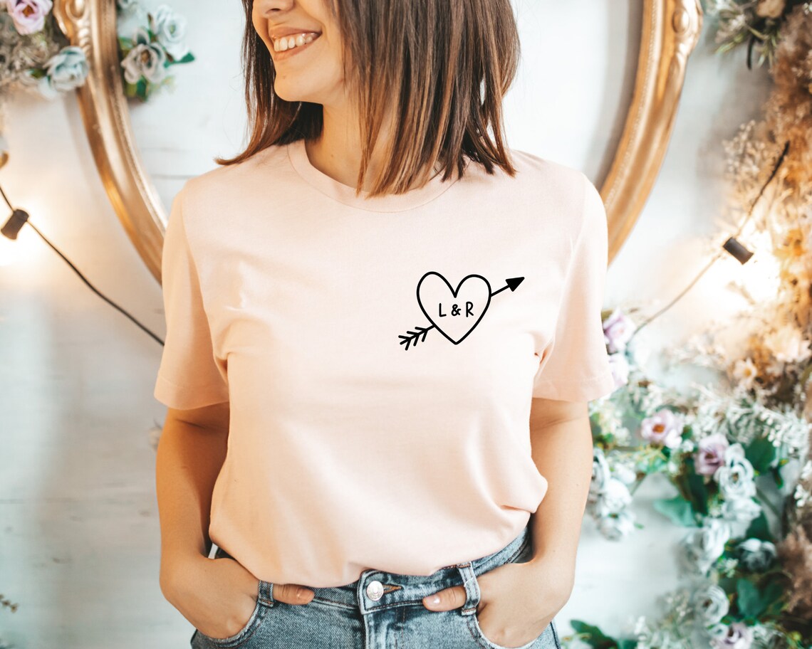 Custom Heart T-Shirt Personalised Valentines T-Shirt | Etsy