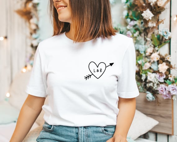Custom Heart T-Shirt Personalised Valentines T-Shirt | Etsy
