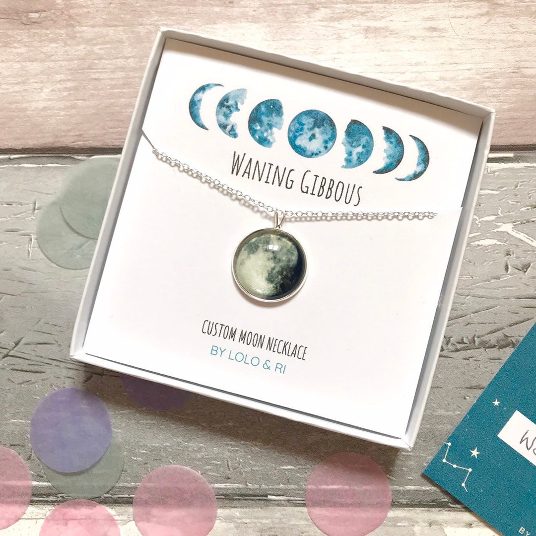 Sterling Silver Custom Moon Phase Necklace, Personalised Necklace ...