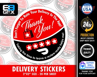 Red Delivery 2x2 5 Stars Delivery Bag Stickers - Etsy