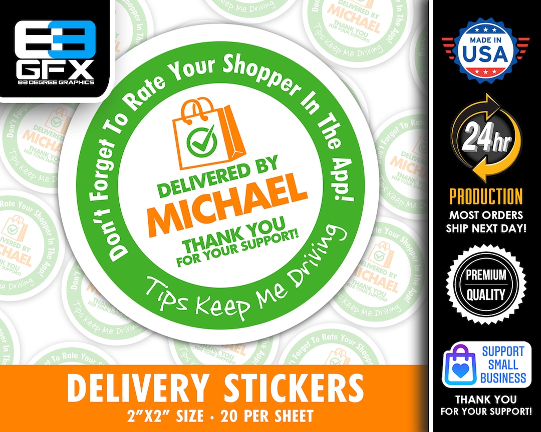 Personalized! 2" [ Tips Keep Me Driving ] Delivery Driver Bag Stickers ...