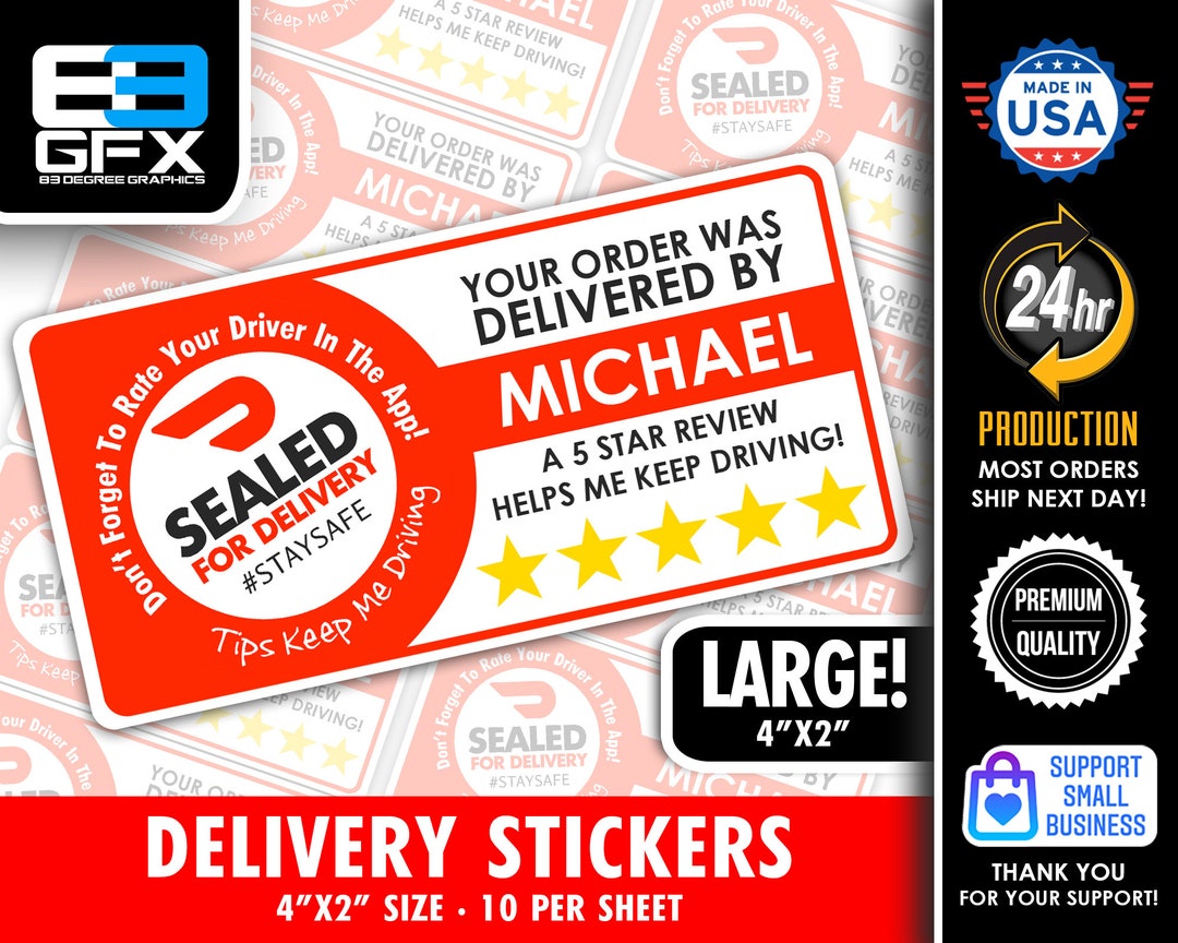 Personalized! Doordash Themed Delivery 4"x2" [ Sealed for Delivery ...