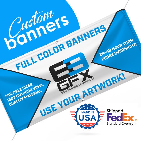 Custom Vinyl Banners Full Color Printing Use Your Own | Etsy