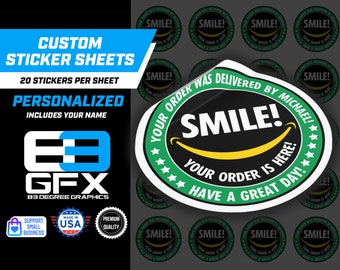 Red Delivery 2x2 5 Stars Delivery Bag Stickers 20 Stickers per Sheet ...