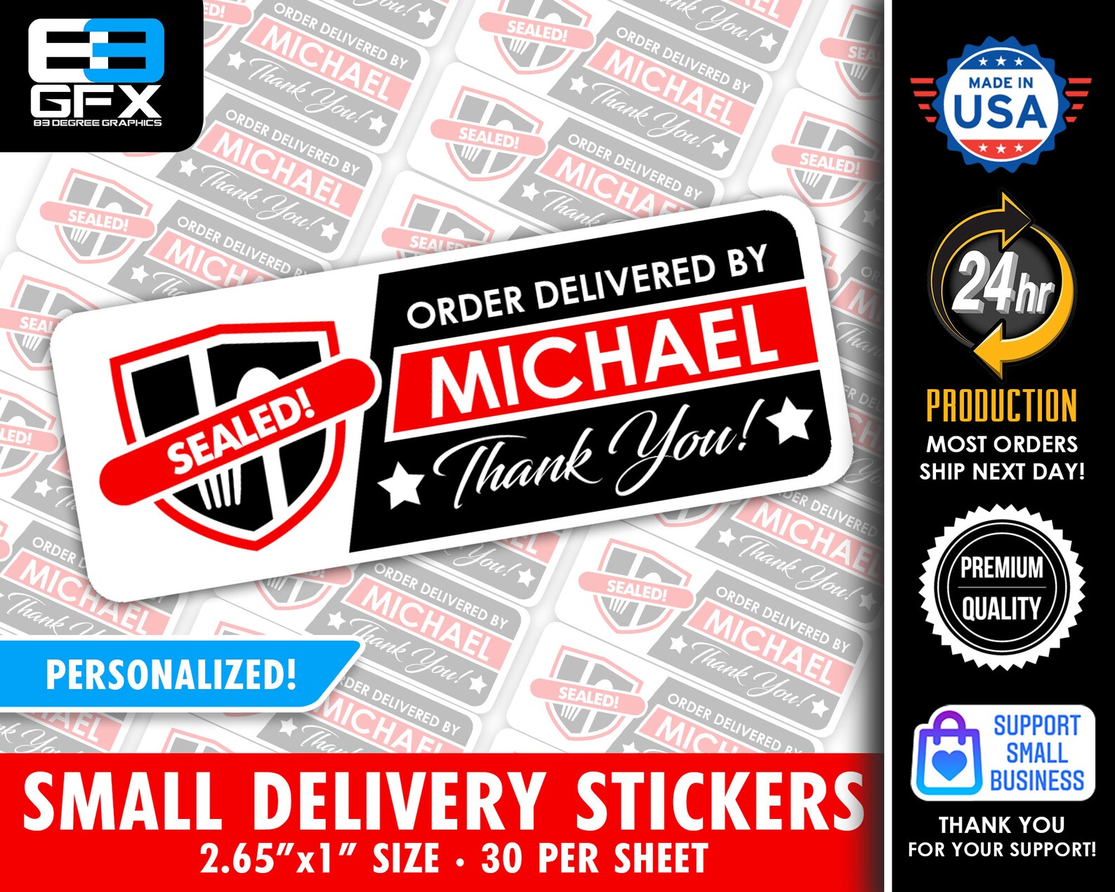 Delivery personalized SMALL Bag Stickers - Etsy