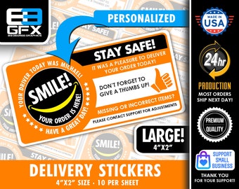 Red Delivery 2x2 5 Stars Delivery Bag Stickers 20 Stickers per Sheet ...