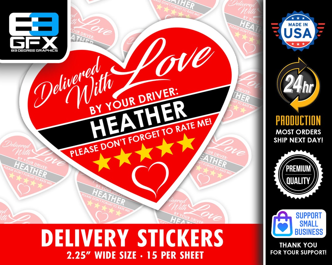 PERSONALIZED Red Delivery Heart 2.25 delivered With Love Delivery Bag ...