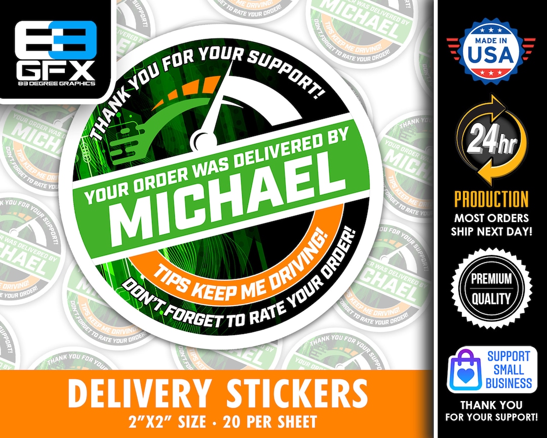 Delivery Shopper 2" [ Speed ] Delivery Driver Bag Stickers - 20 ...