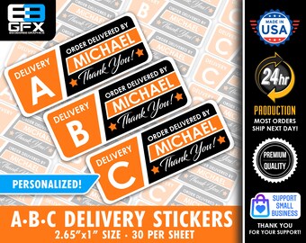 Red Delivery 2x2 5 Stars Delivery Bag Stickers 20 Stickers per Sheet ...
