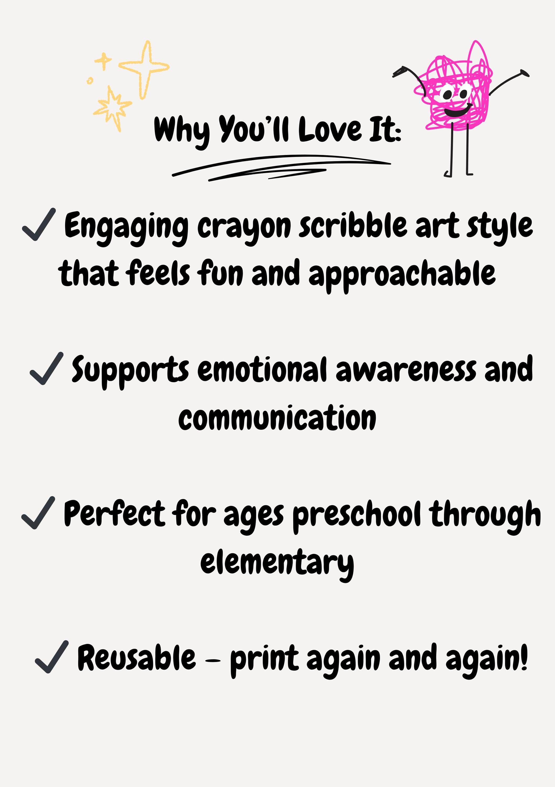 Crayon Scribble Feelings Chart for Kids: SEL Classroom Poster (digital ...