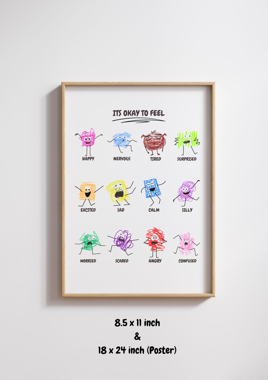 Crayon Scribble Feelings Chart for Kids: SEL Classroom Poster (digital ...