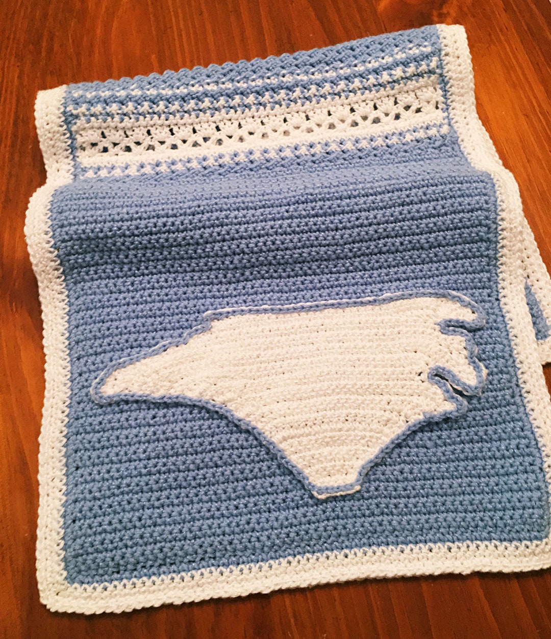 Dish Towel North Carolina UNC Crochet Carolina Blue and White - Etsy