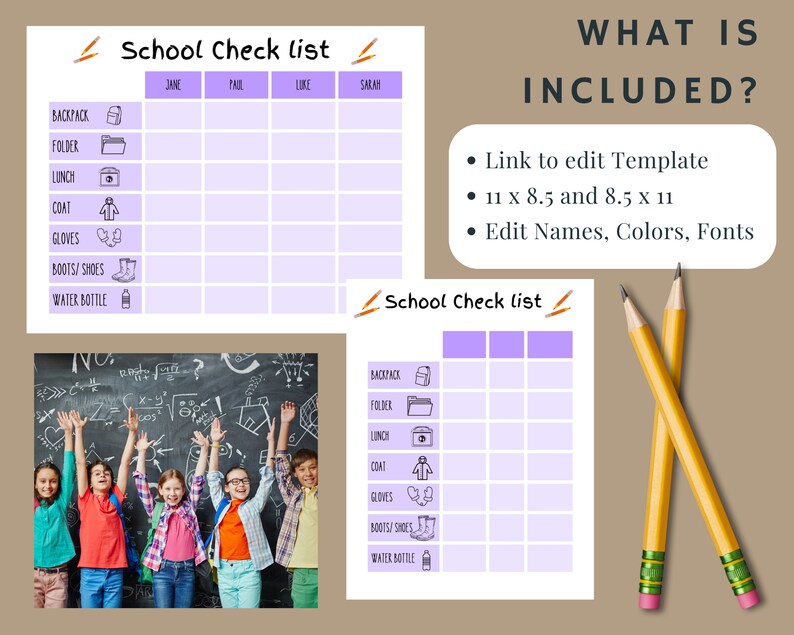 Printable Kids School Check List School Year Organization - Etsy