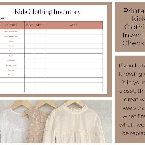 Inventory List Clothing - Etsy