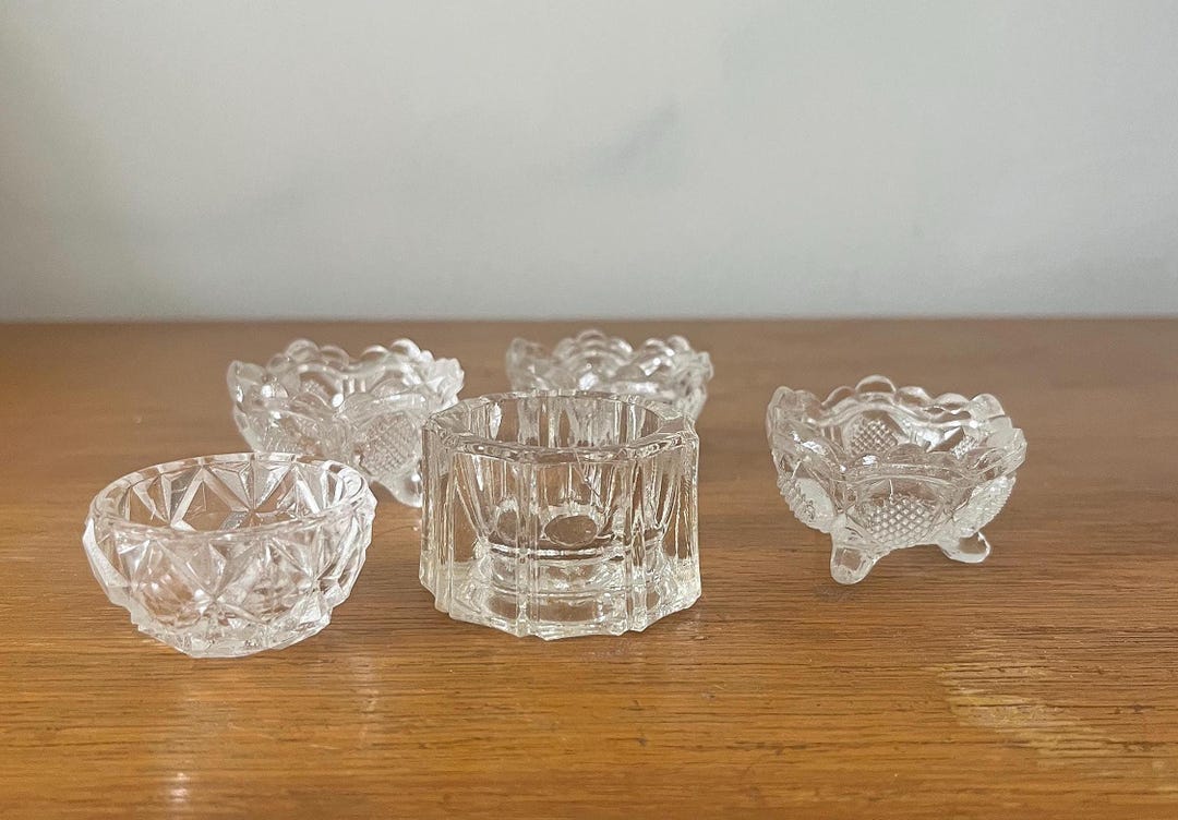 Vintage Salt Cellar Crystal Salt Dip Cut Glass Salt Cellar Set of 4 ...