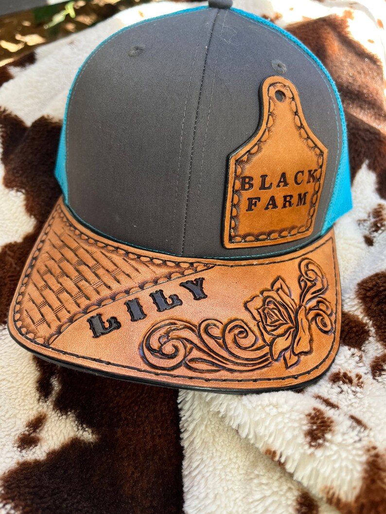 Tooled Leather Baseball Cap Bill - Etsy