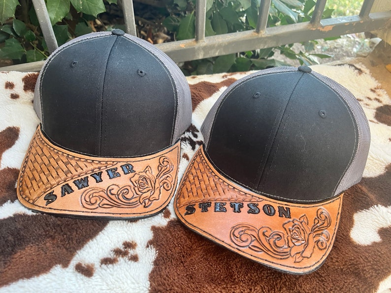 Tooled Leather Baseball Cap Bill - Etsy