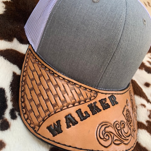 Tooled Leather Baseball Cap Bill - Etsy