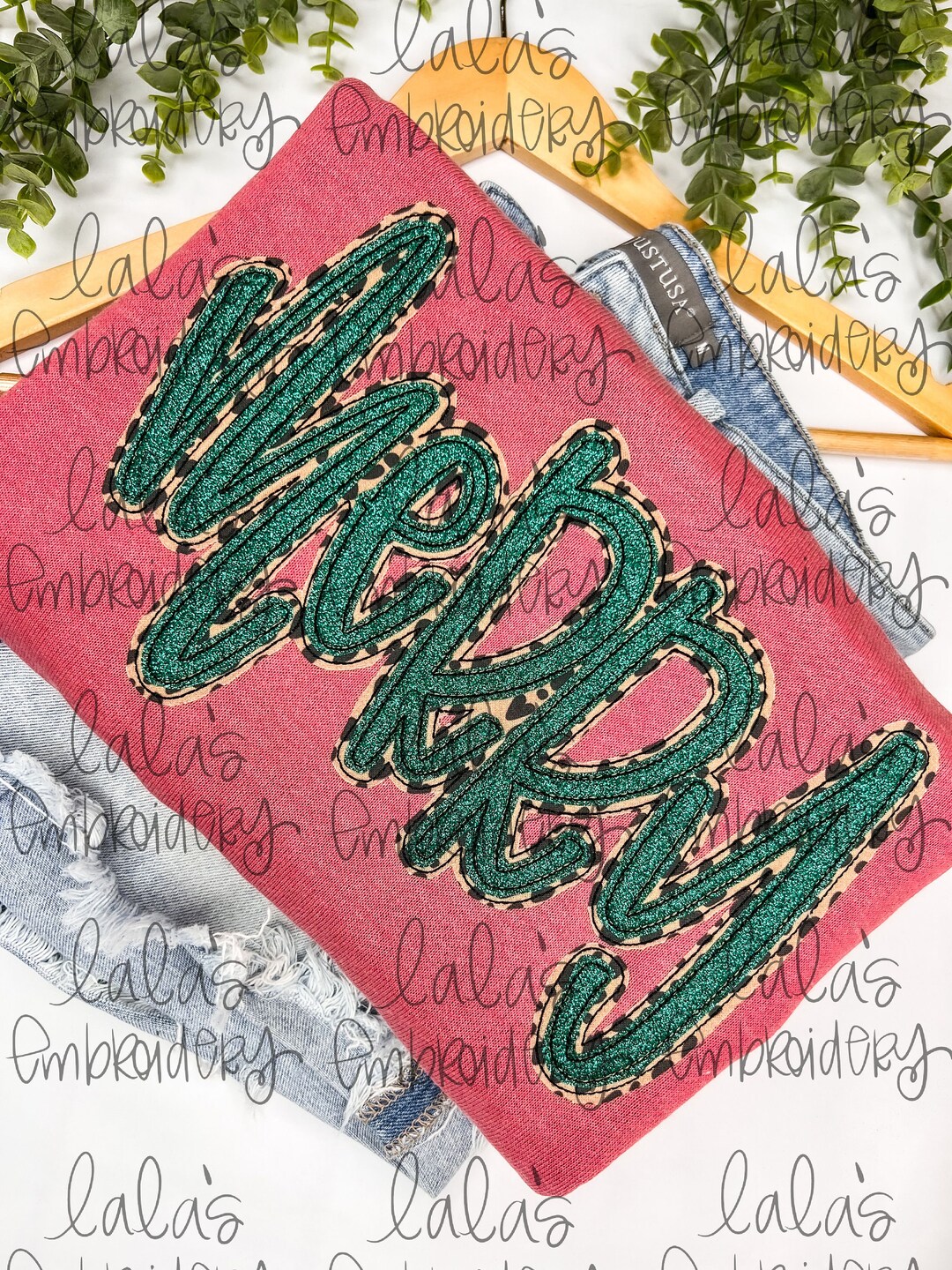 MERRY Double Stack Applique Design - Hand Lettered Design - Etsy