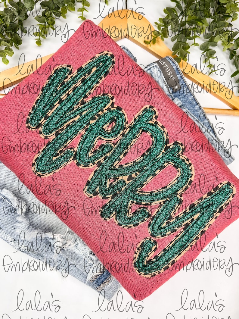 MERRY Double Stack Applique Design Hand Lettered Design - Etsy