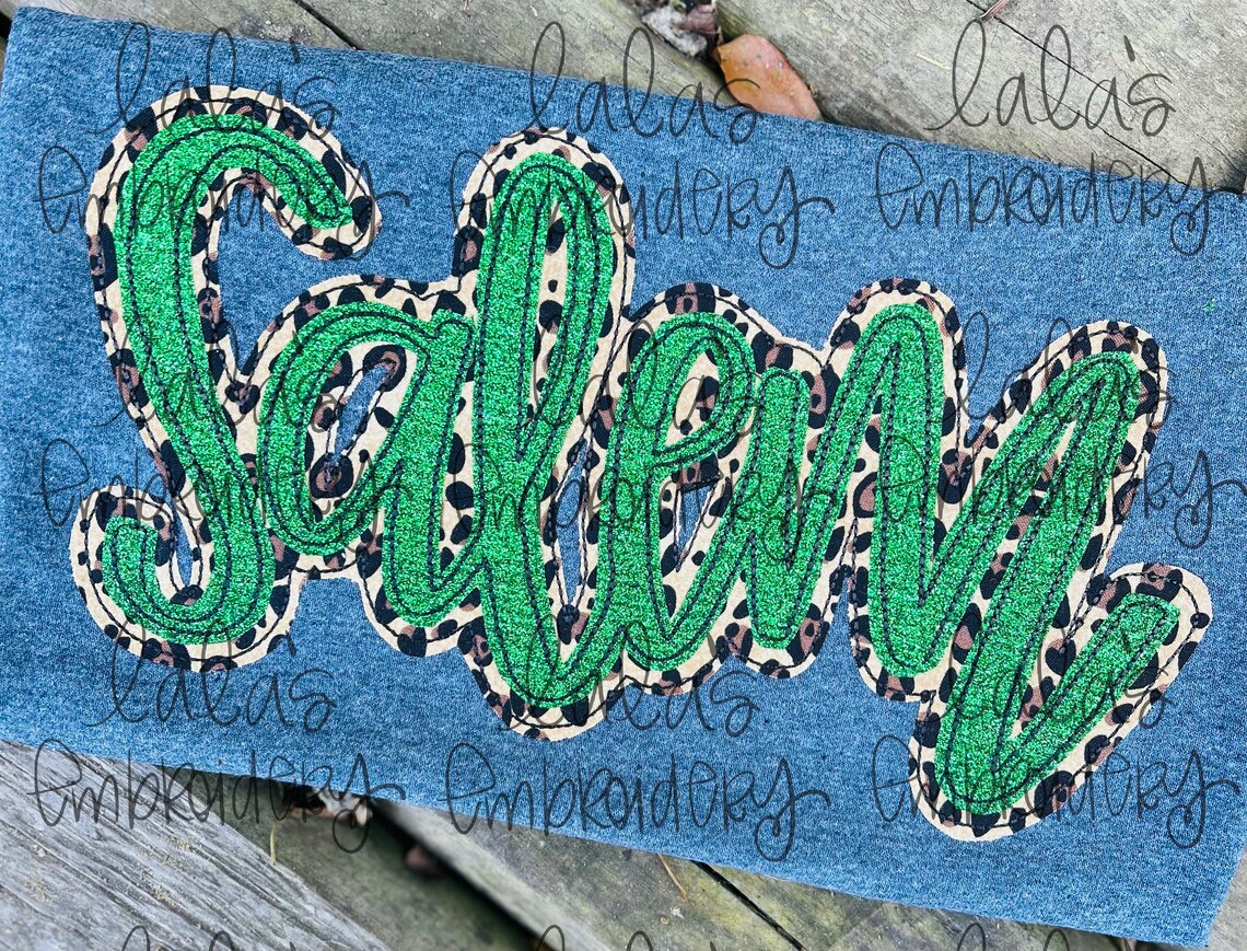 SALEM Double Stack Team Applique Design - Hand Lettered Design - Etsy