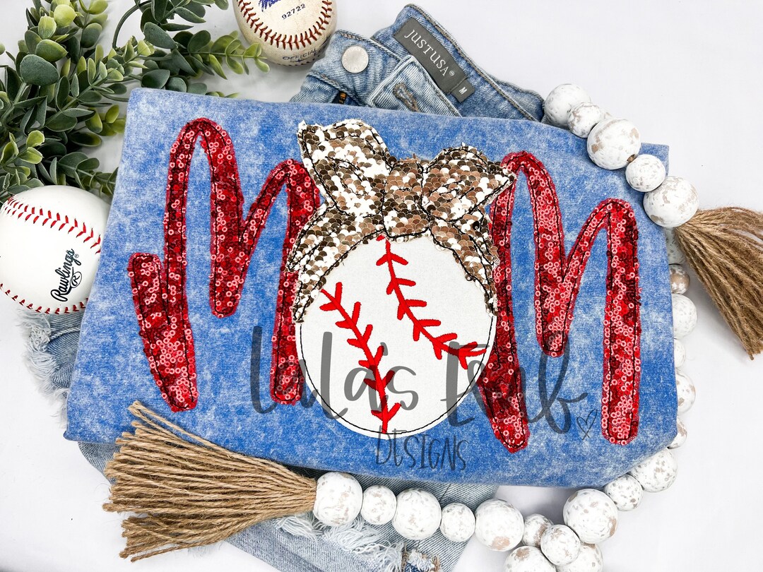 Baseball MOM W/tie Applique Design - Hand Lettered Design ** Instant ...