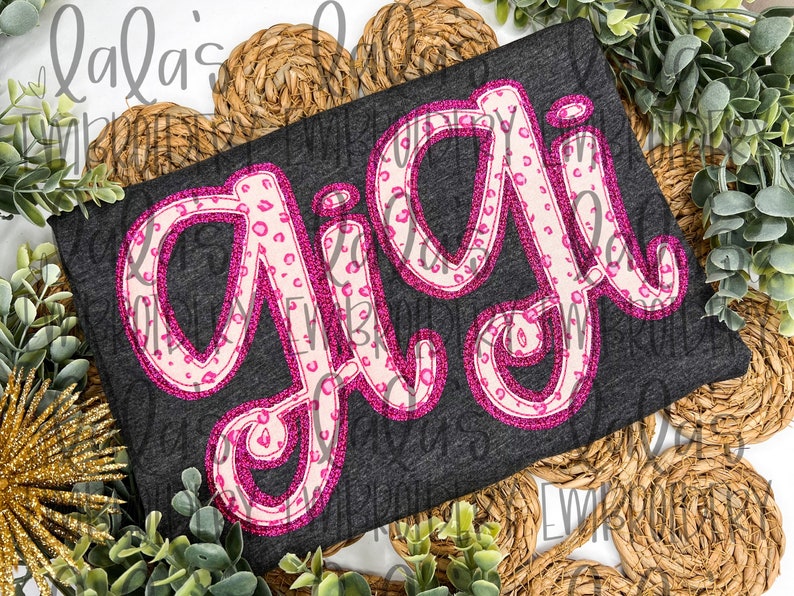 Gigi Double Stack Applique Design - Hand Lettered Design - Etsy